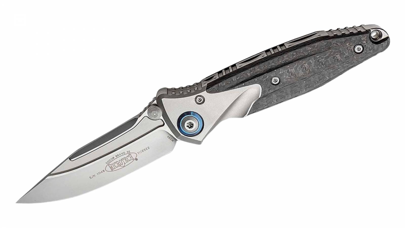 Microtech Socom Bravo Single Edge Standard Titanium Handle Carbon Fiber ...