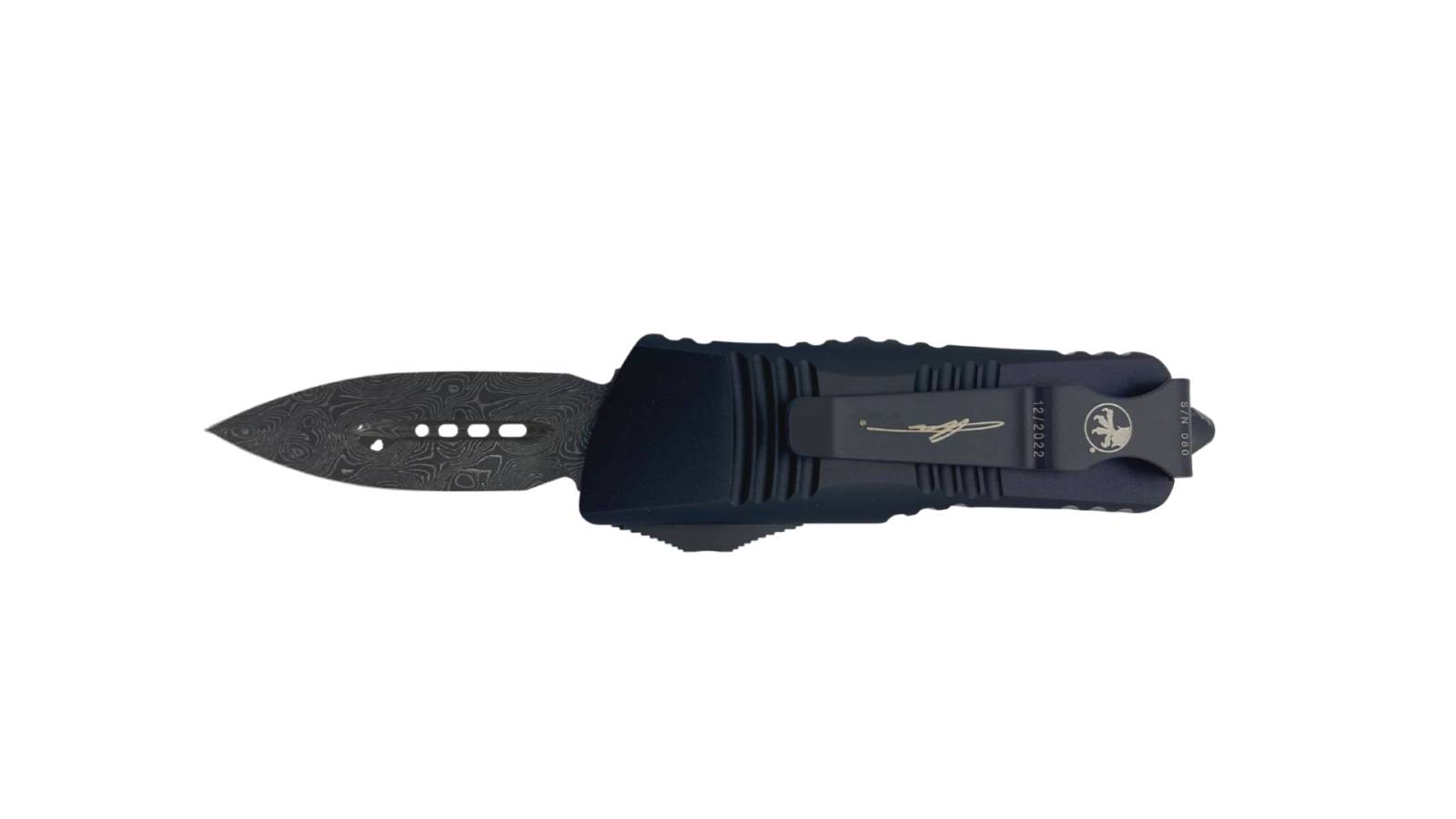 Microtech Troodon Mini D/E Signature Series Damascus Standard Automatic ...