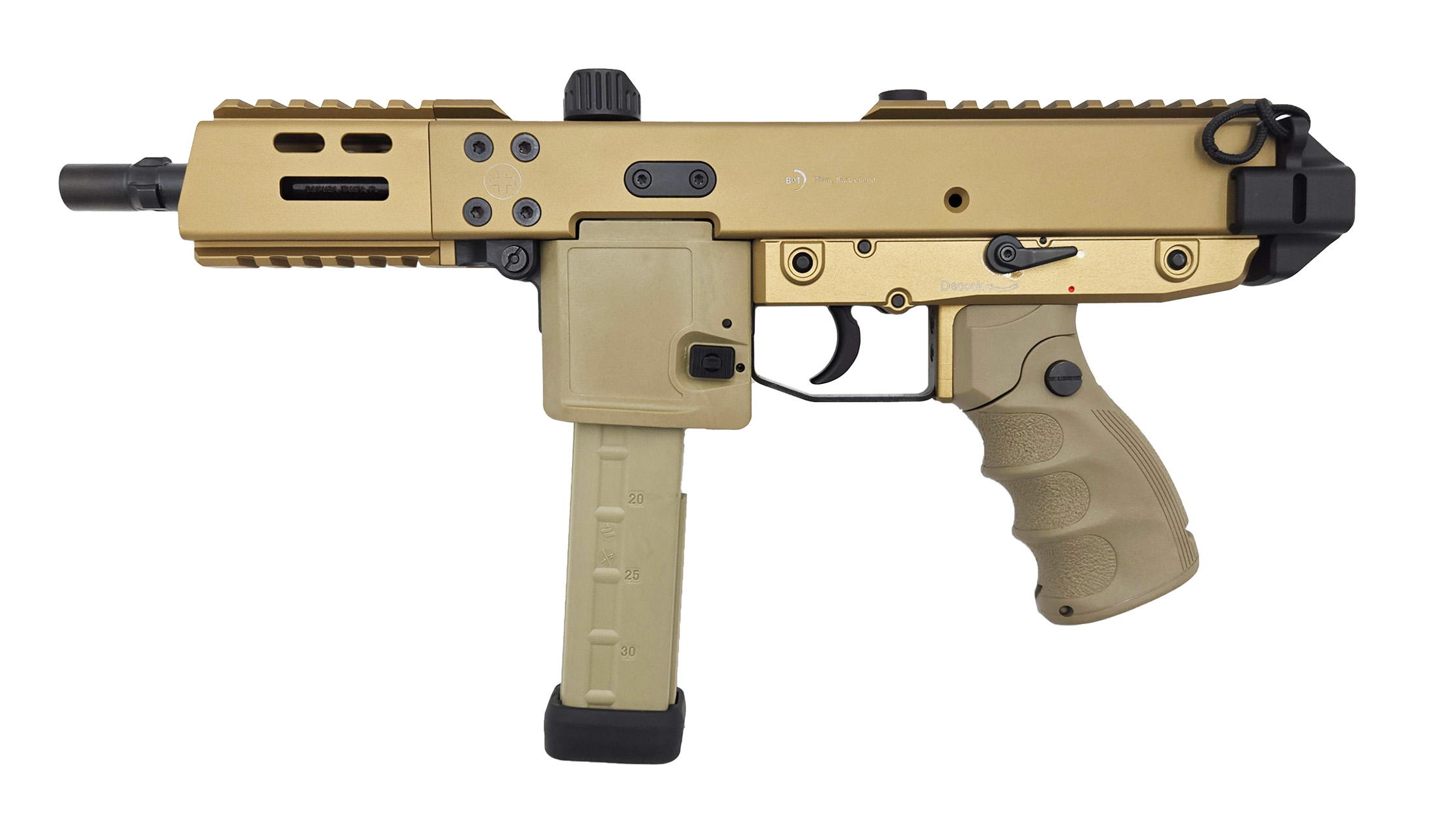 B&T KH9 9mm FDE Pistol w/ 6" Barrel & Folding Grip & Magwell