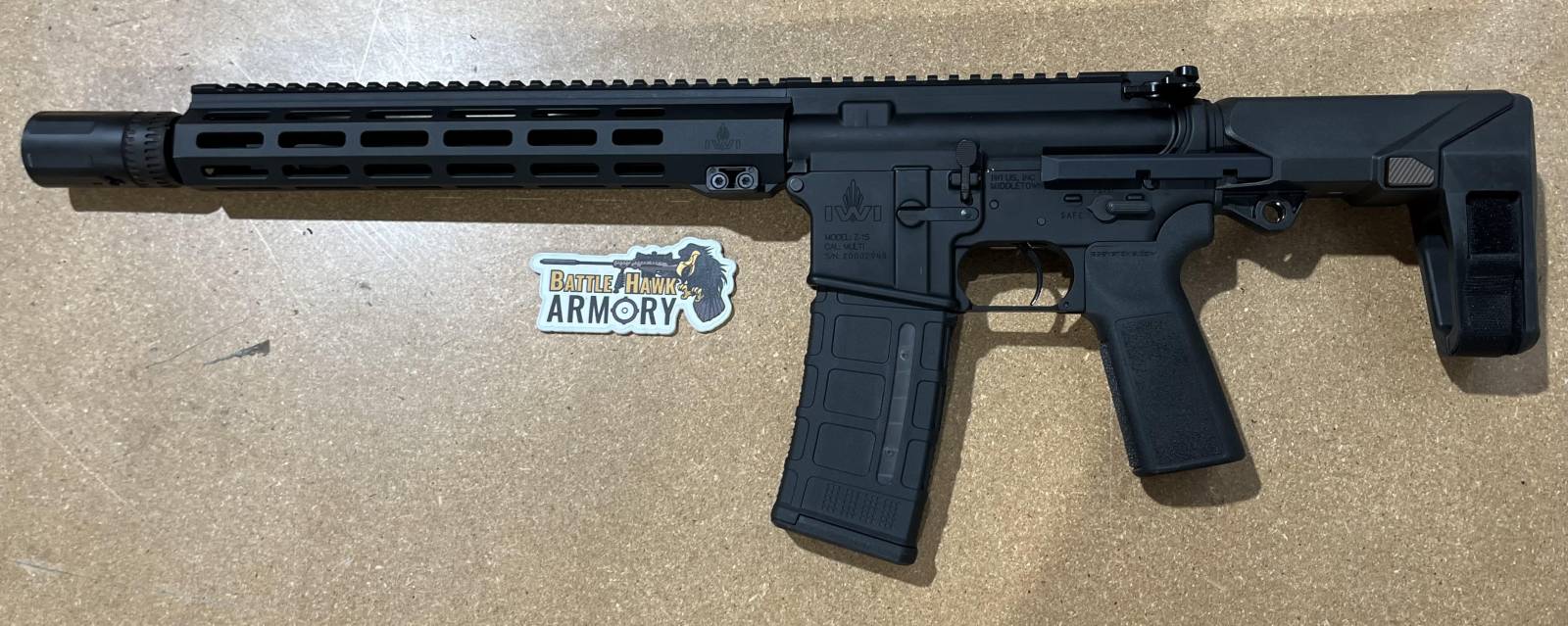USED IWI ZION Z-15 5.56 NATO 30rd 12" Barrel Pistol w/ Sb Honey Badger ...