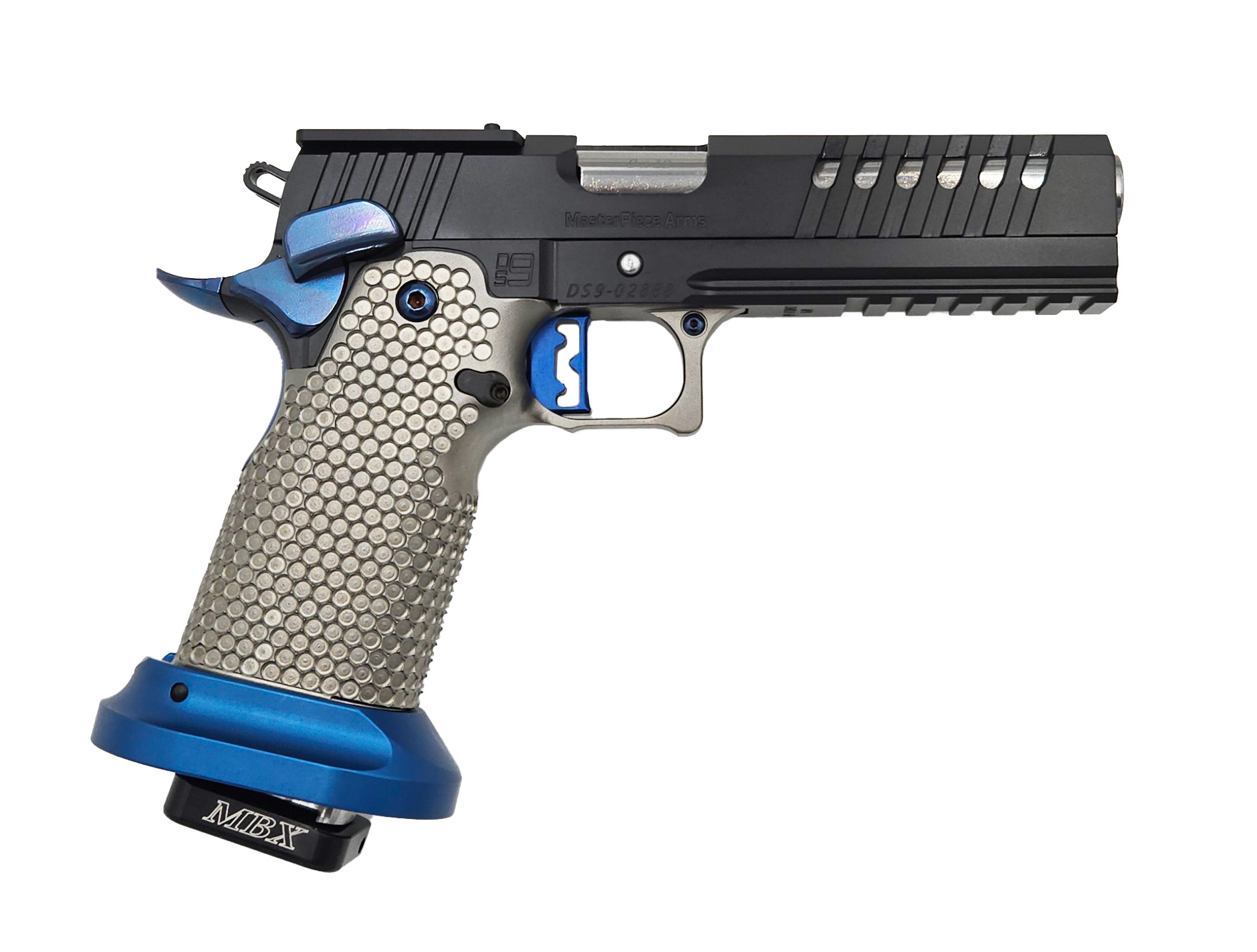 MPA DS9 LOC 9mm Optic Ready Pistol in Black w/ Blue & Silver