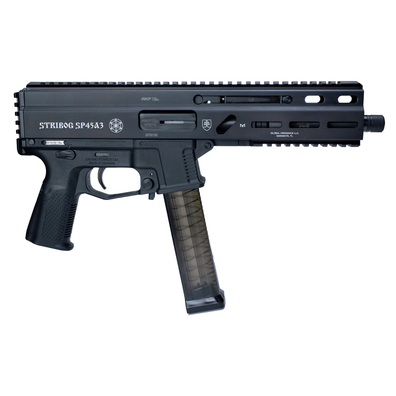 Grand Power Stribog SP45A3 .45 ACP 8" Sub Pistol | BattleHawk Armory