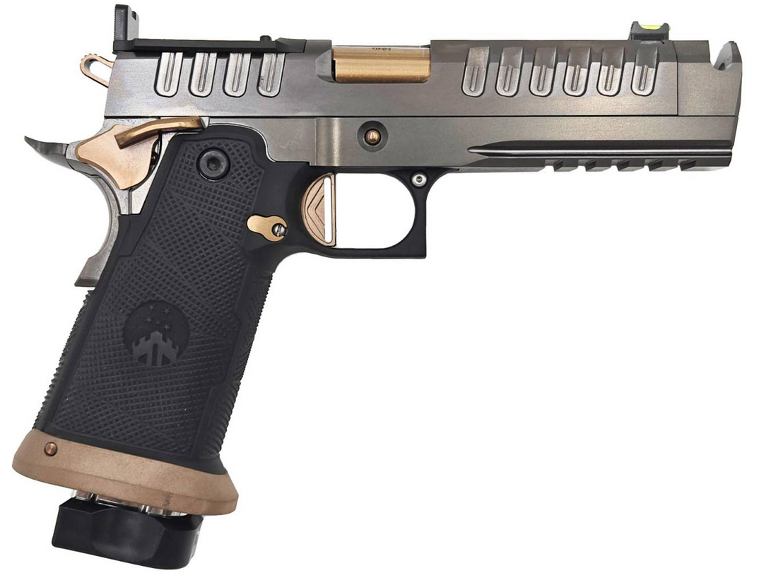 WATCHTOWER APACHE DOUBLE STACKED 1911 4.6" 9MM w/ COMP GRAPHITE/COPPER ...