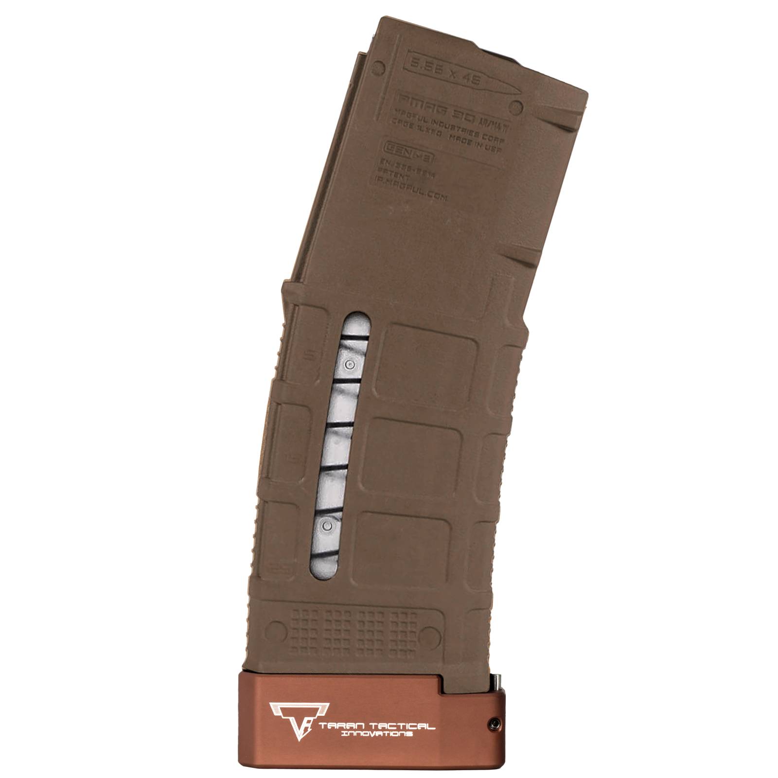 Taran Tactical FDE PMAG w/ +5/6 Coyote Bronze Base Pad Full Magazine ...