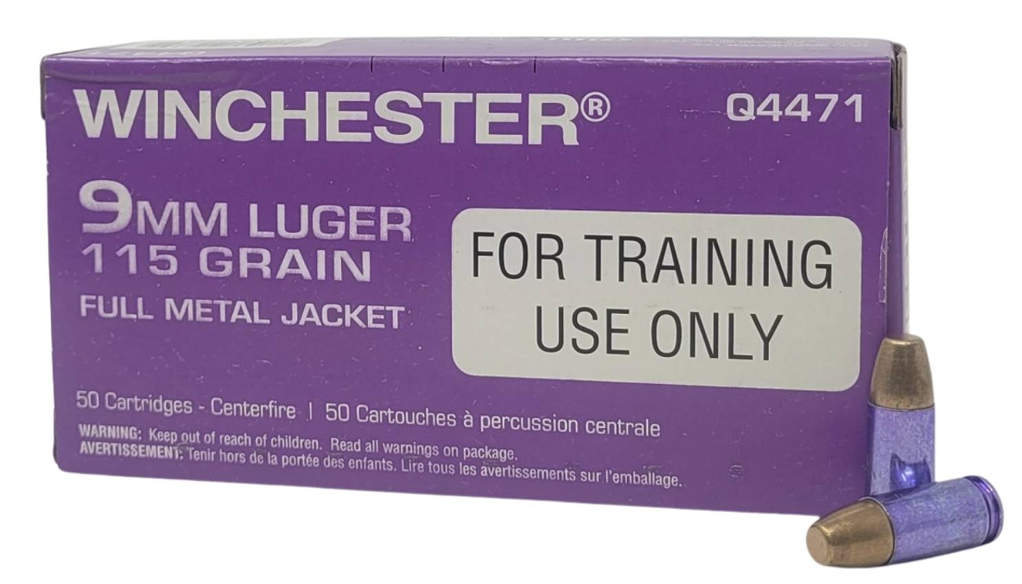 Winchester Purple Case 9mm 115gr FMJ Contract Overrun Training Ammo ...