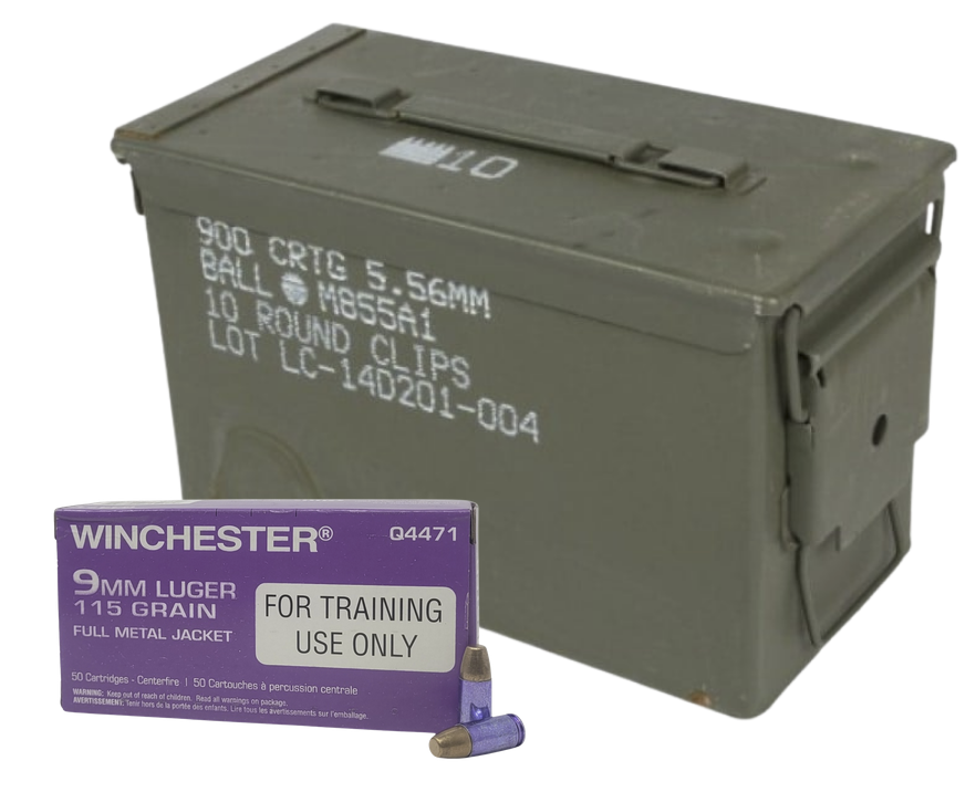 Winchester Q4471 Purple 9mm 115 Gr FMJ Contract Overrun Training Ammo ...