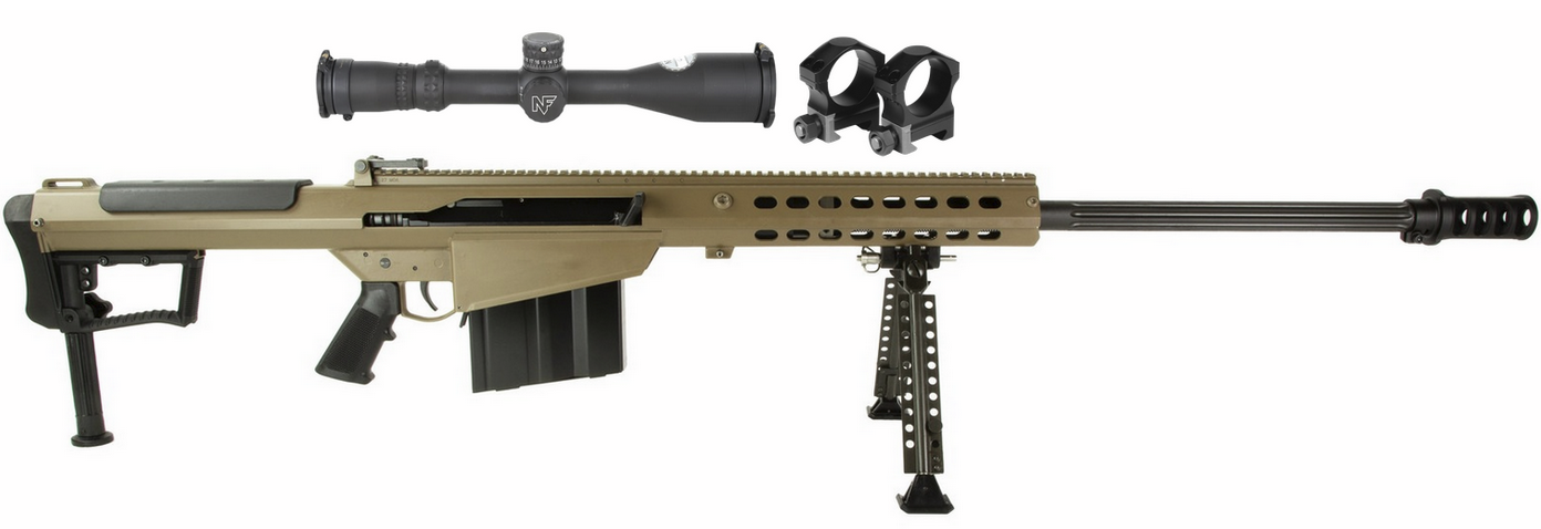 BARRETT M107A1 50BMG 29" FDE MoD Overrun Semi Auto Rifle w/ NightForce ...