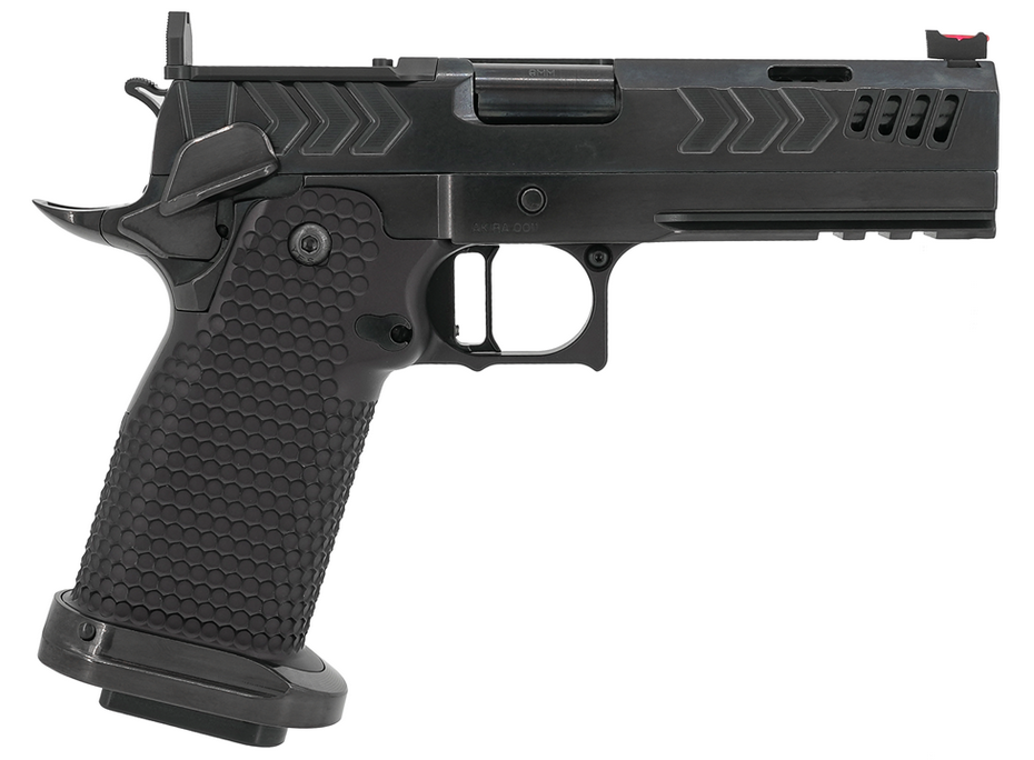 CNC GUNWORKS AKIRA 9mm 4.6" PORTED BARREL BLACK DLC, OPTICS READY ...