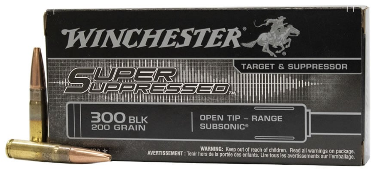Winchester Ammo Super Suppressed 300 Blackout 200 gr Open Tip Range Subsonic Ammunition - 20rd ...