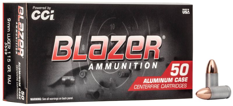 CCI 3509 Blazer 9mm 115 Gr Full Metal Jacket (FMJ) Aluminum Case 50 rd ...