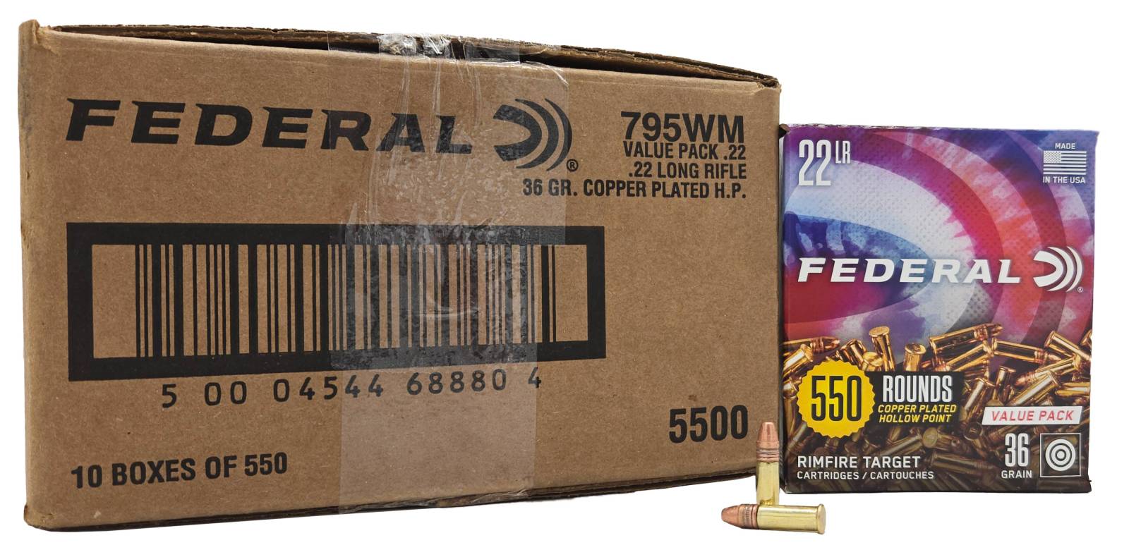 Federal Target .22 LR 36gr Copper Plated Hollow Point CDHP Rimfire Ammo ...