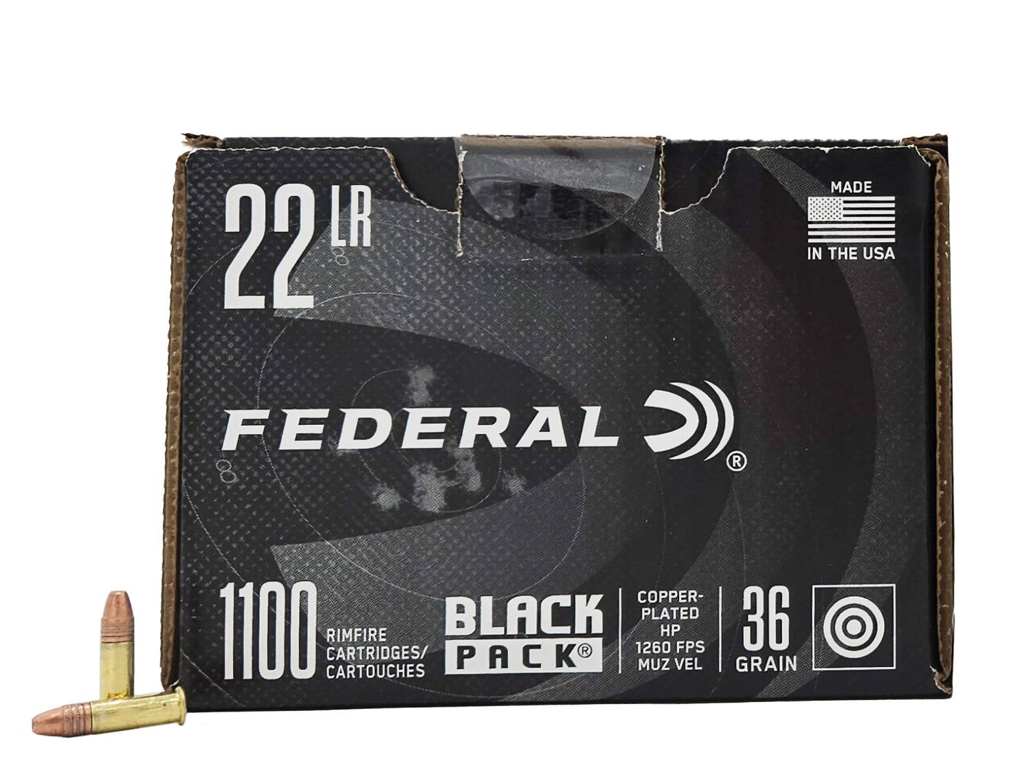 FEDERAL BLACK PACK 22 LR 36 GRAIN COPPER PLATED HOLLOW POINT AMMUNITION ...