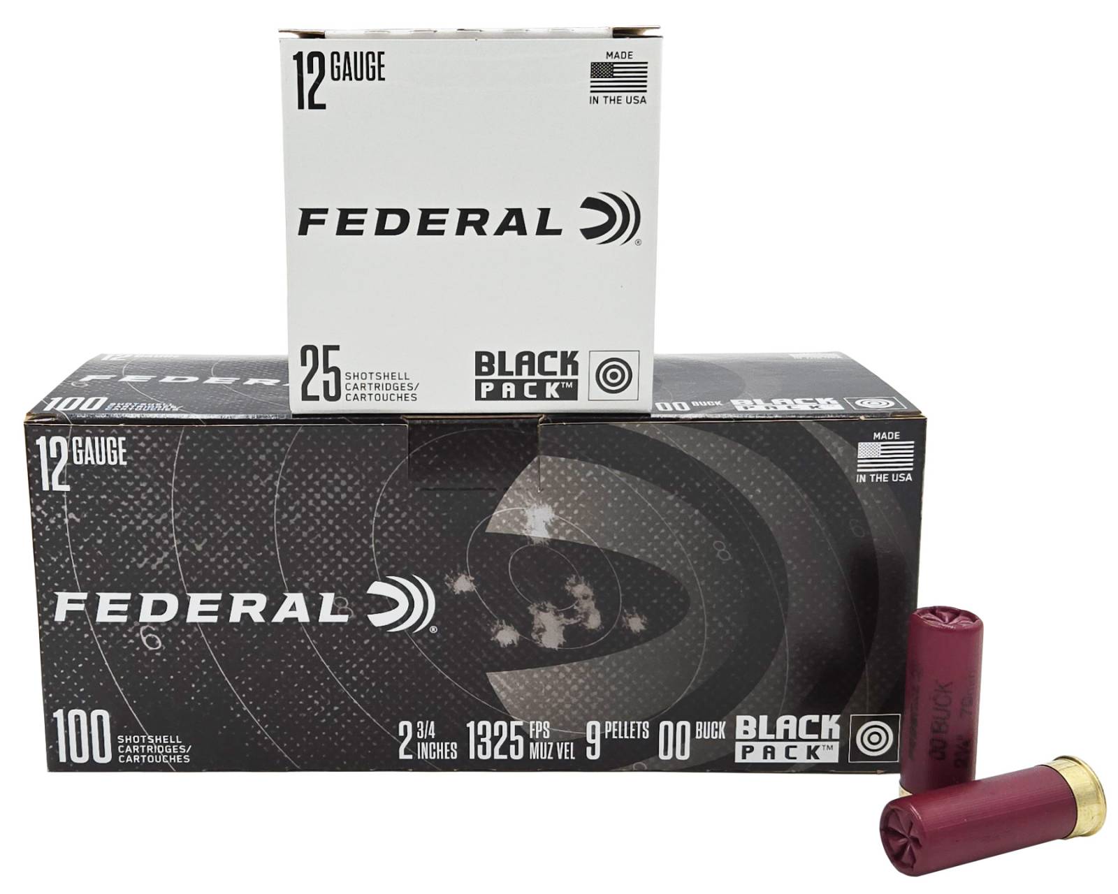 FEDERAL BLACK PACK 12 GAUGE 2 3/4 IN MAX 9 PELLET 00 BUCKSHOT 100rd Box ...