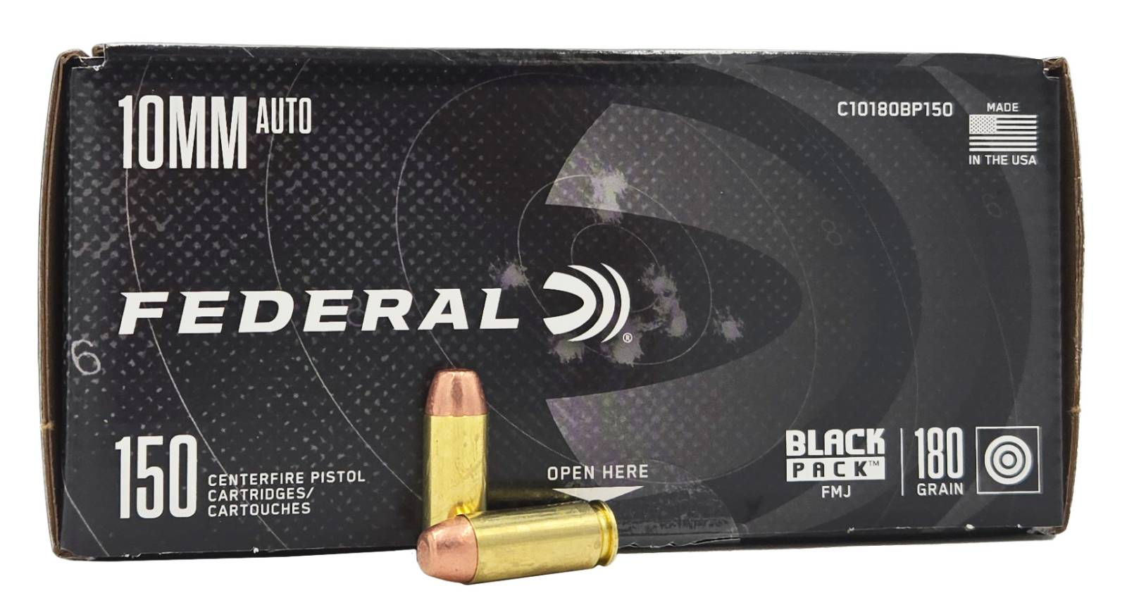 FEDERAL BLACK PACK 10MM AUTO 180 GRAIN FULL METAL JACKET AMMUNITION ...