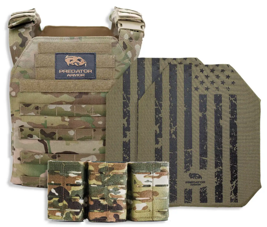Predator Armor Level III Loaded Bundle - Kevlar Wrapped - Multi-Cam ...