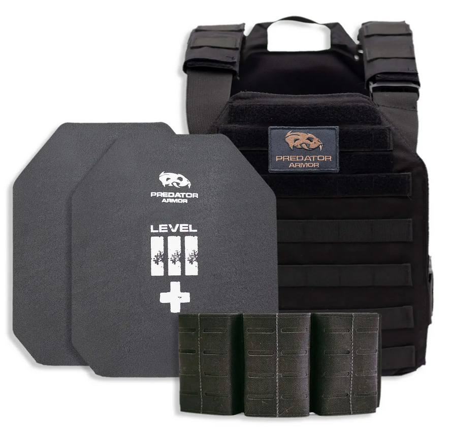 Predator Armor Level III+ Loaded Bundle - Base Coat - Black - Body ...