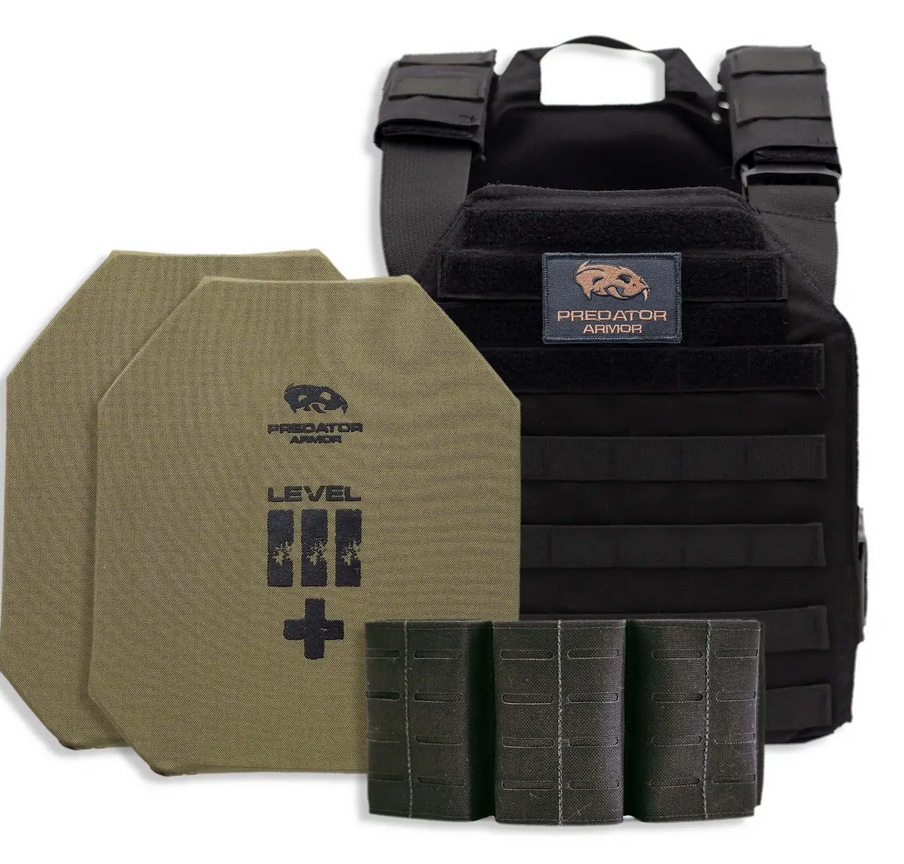 Predator Armor Level III+ Loaded Bundle - Kevlar Wrapped - Black - Body ...