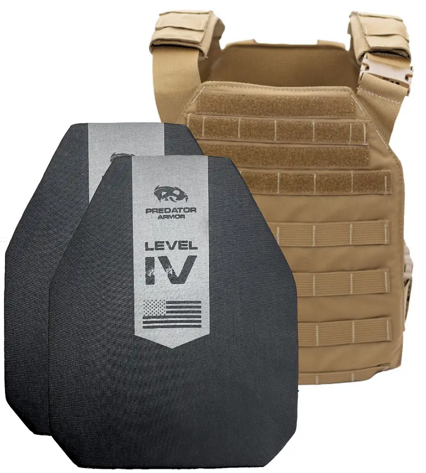Predator Armor Level IV Plate Carrier Package - Ceramic - Coyote - Body ...
