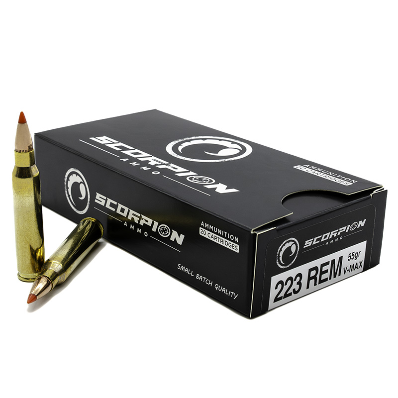 Scorpion Ammo 223 Rem 55gr Vmax Ammunition 20 rd Box | BattleHawk Armory