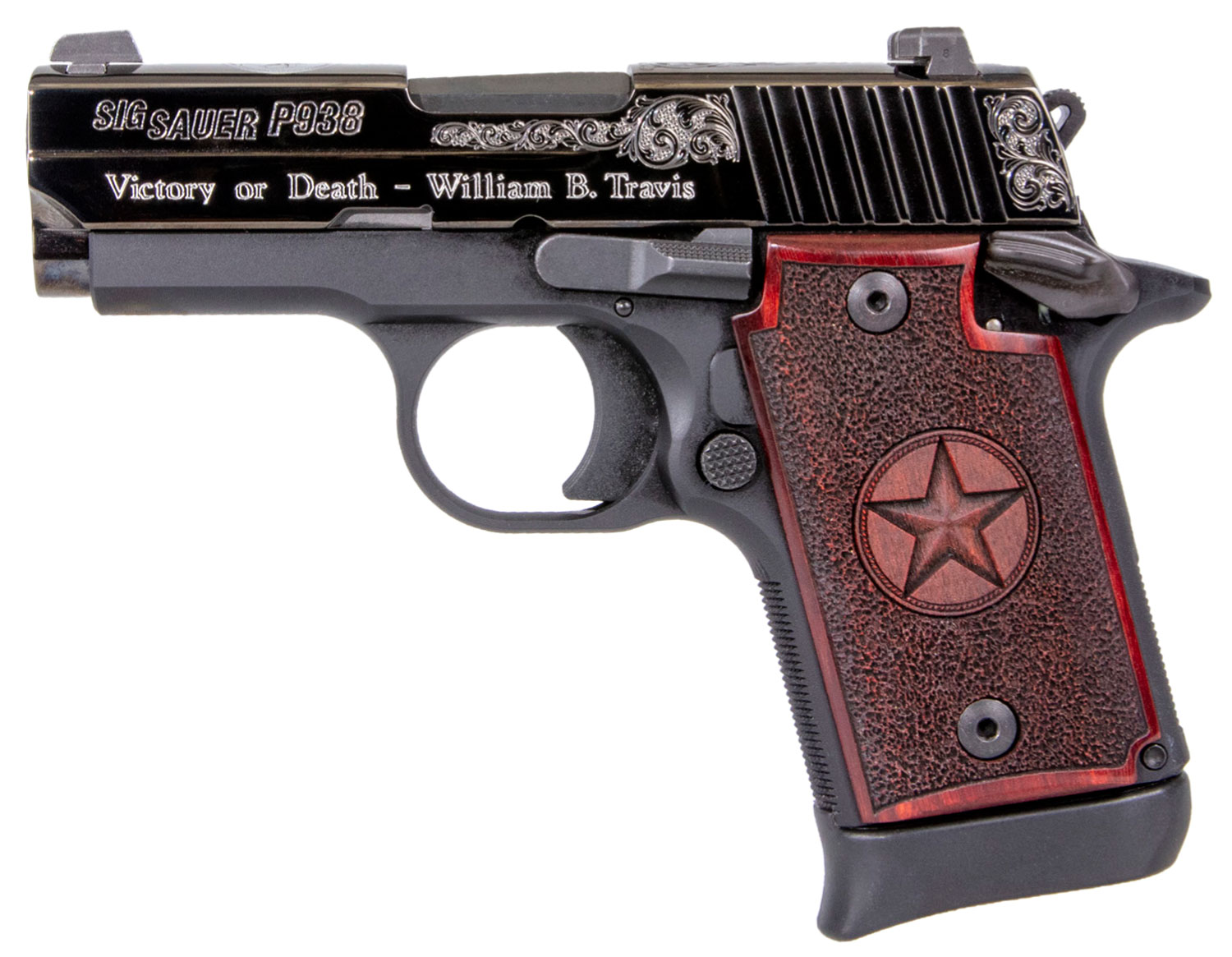 Sig Sauer P938 Texas Engraved Silver SAO 9mm Luger 3" Stainless Steel ...